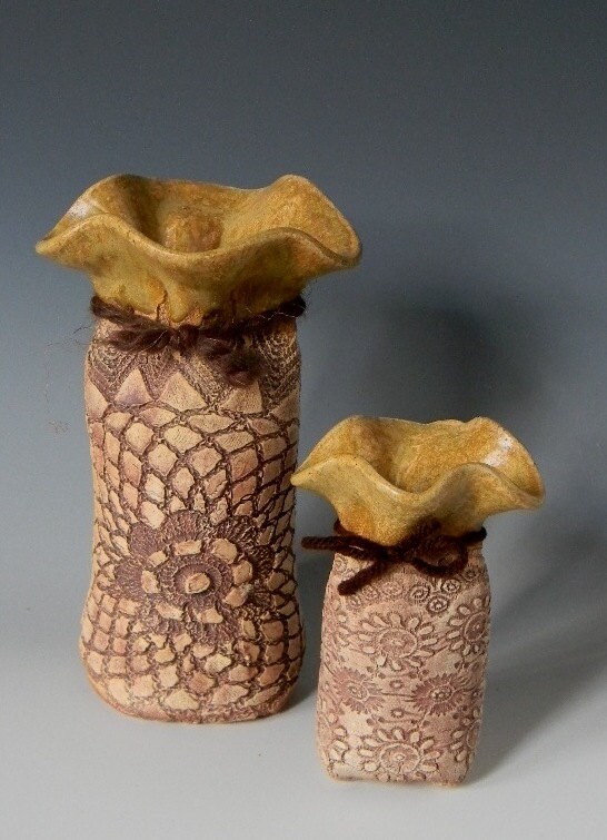 Lace-impressed Ceramic Bud Vase - Etsy