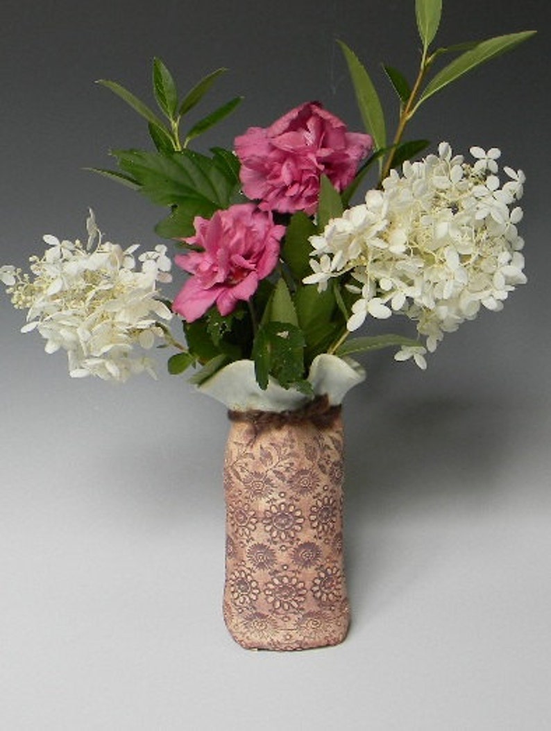 Lace-impressed Ceramic Bud Vase - Etsy