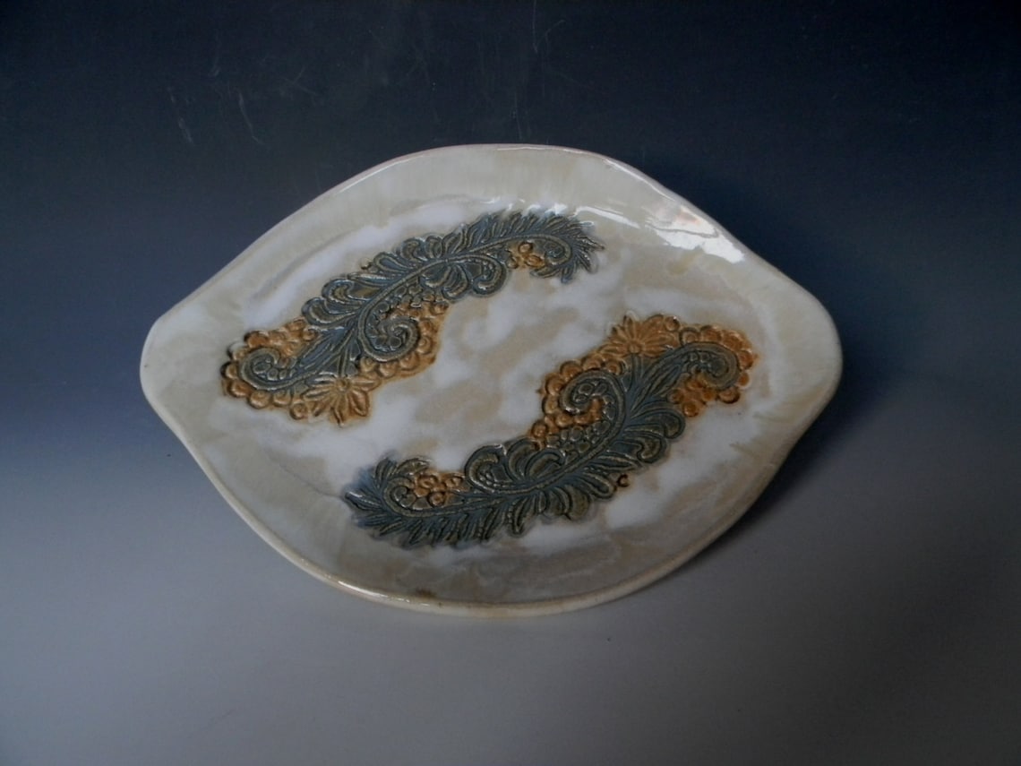 Lace-impressed Ceramic Serving Platter - Etsy