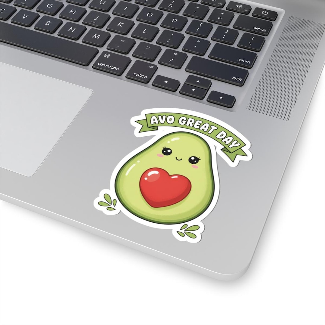 Kawaii Avocado Heart Sticker, Smiling Fruit, Motivational Humor (kiss ...