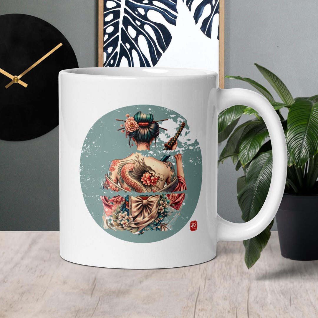 Japanese Geisha-inspired Mug | Bold Japanese Art | 11oz, Edgy Geisha ...
