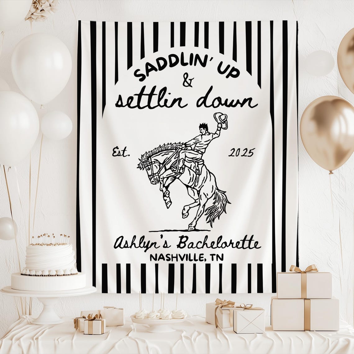 Saddlin up and Settlin Down Bachelorette Banner, Western Bachelorette ...