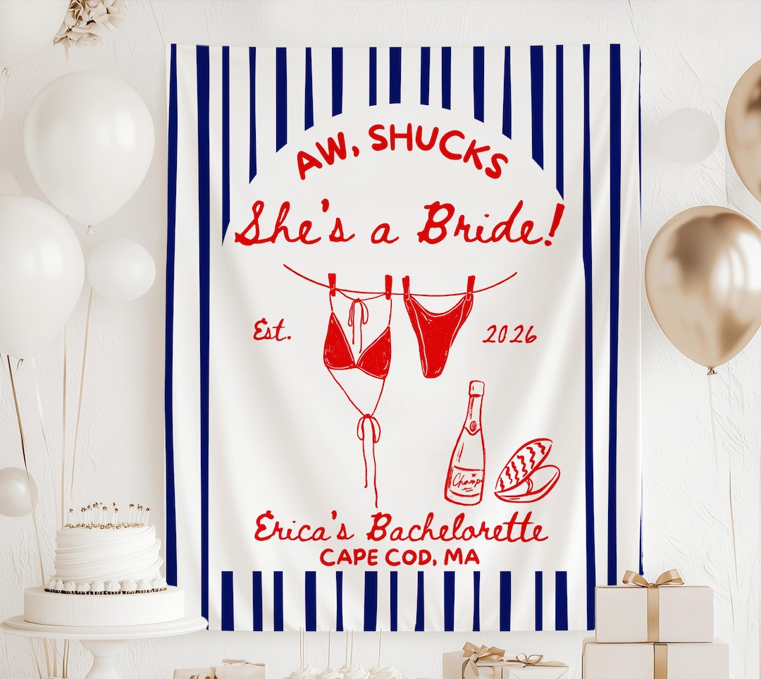 Aw Shucks She's A Bride Banner, Oyster Bachelorette Backdrop, Coastal ...