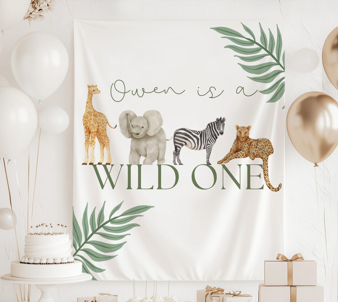 Wild One Birthday Banner, Wild One Birthday Backdrop, Safari Birthday ...