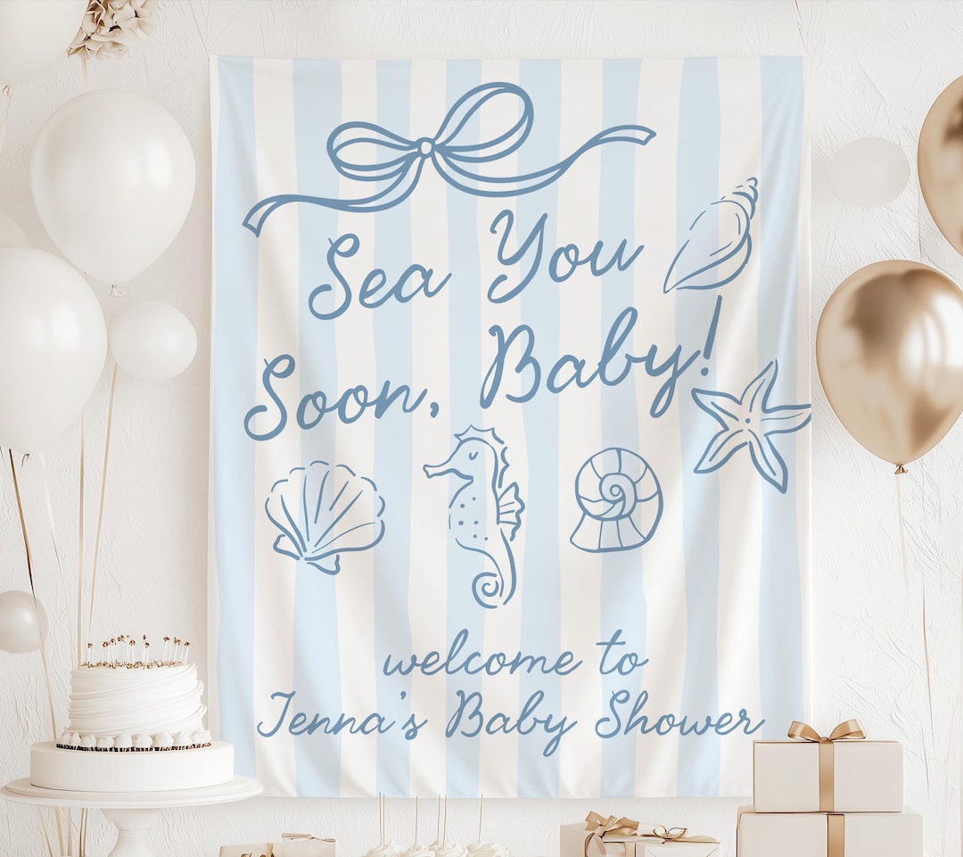 Sea You Soon Baby Banner, Beach Baby Shower Welcome Sign, Sea You Soon ...