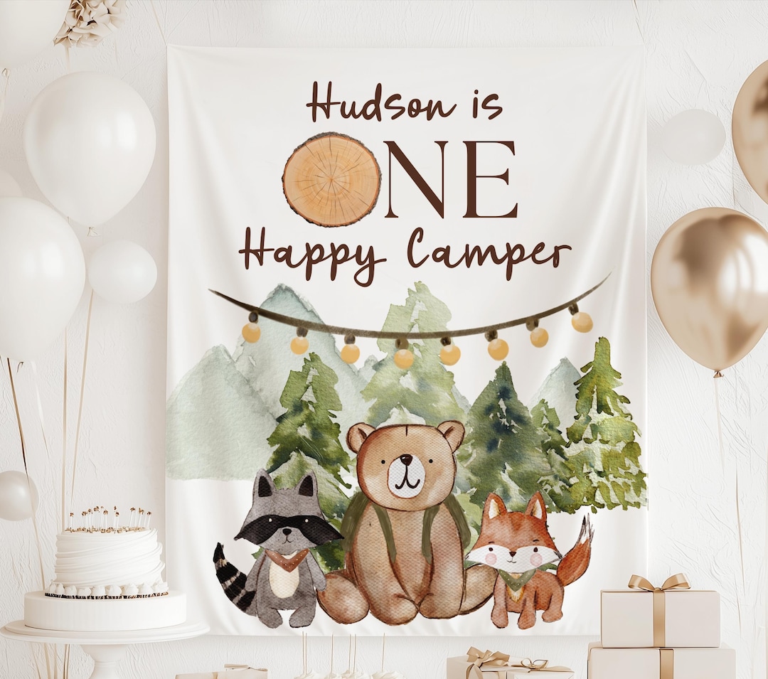 ONE Happy Camper Banner, Happy Camper 1st Birthday Sign, Camping 1st ...
