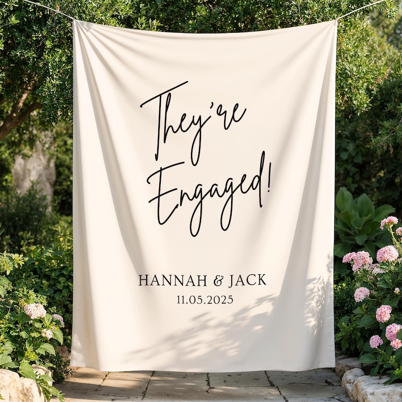 They're Engaged Banner - Etsy
