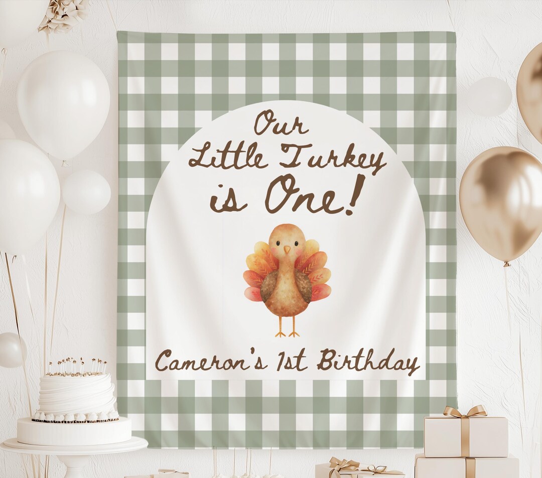 Our Little Turkey is Turning One Banner, Thanksgiving 1st Birthday ...