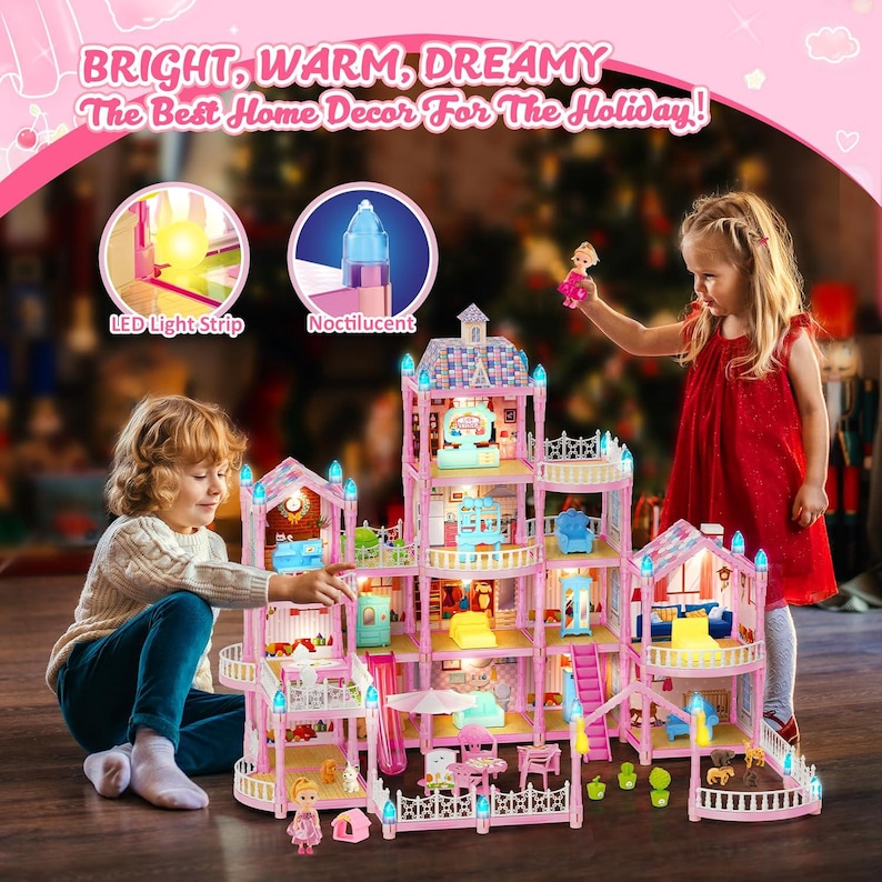 Princess Dollhouse With LED Lights | 4-story Dream Castle, 15 Rooms - Etsy