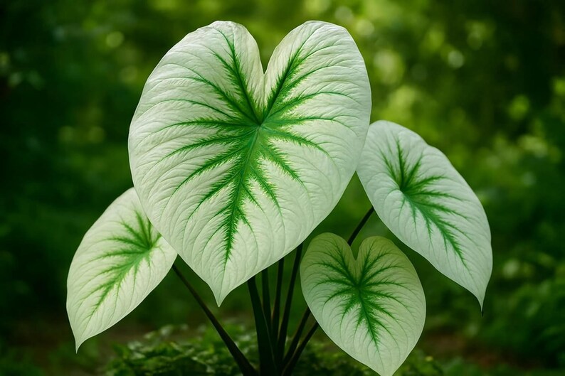 Candidum Caladium Bulbs (6 Pack) | White & Green Fancy Leaves | Indoor ...