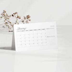 12 Month Minimalist Calendar 2026 Printable. Clean Monthly Planner With ...