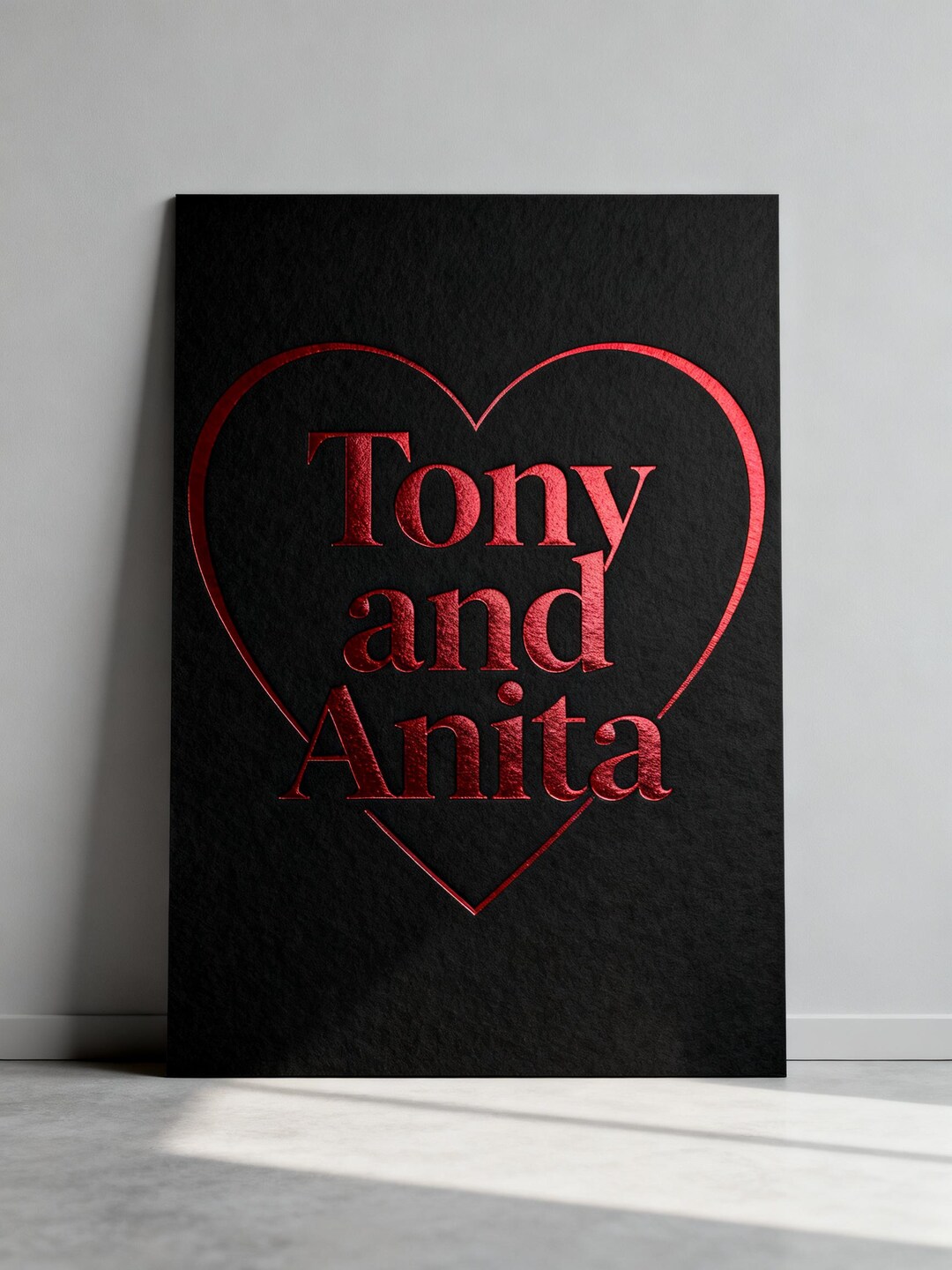 Personalized Names Poster: Crimson Heart, Minimalist Black Wall Art - Etsy
