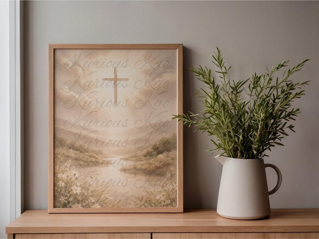 Neutral Christian Cross Print | Faith Wall Art (digital Download) - Etsy