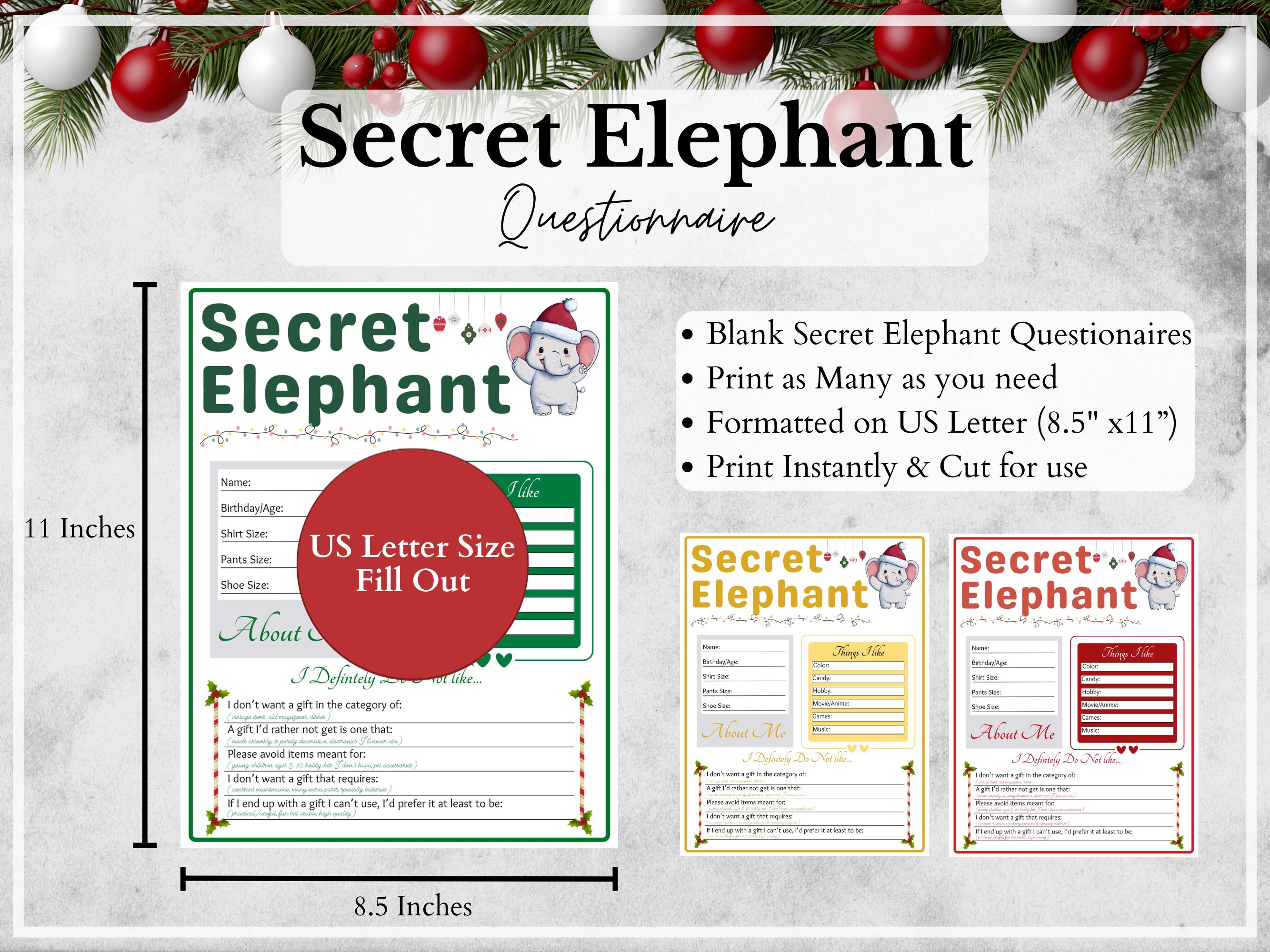 White Elephant Gift Printable | Secret Santa | Instant Download - Etsy