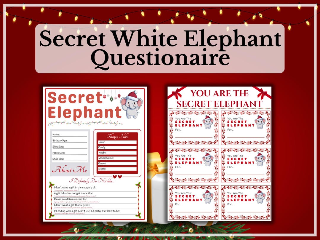 White Elephant Gift Exchange Printable | Funny Secret Santa ...