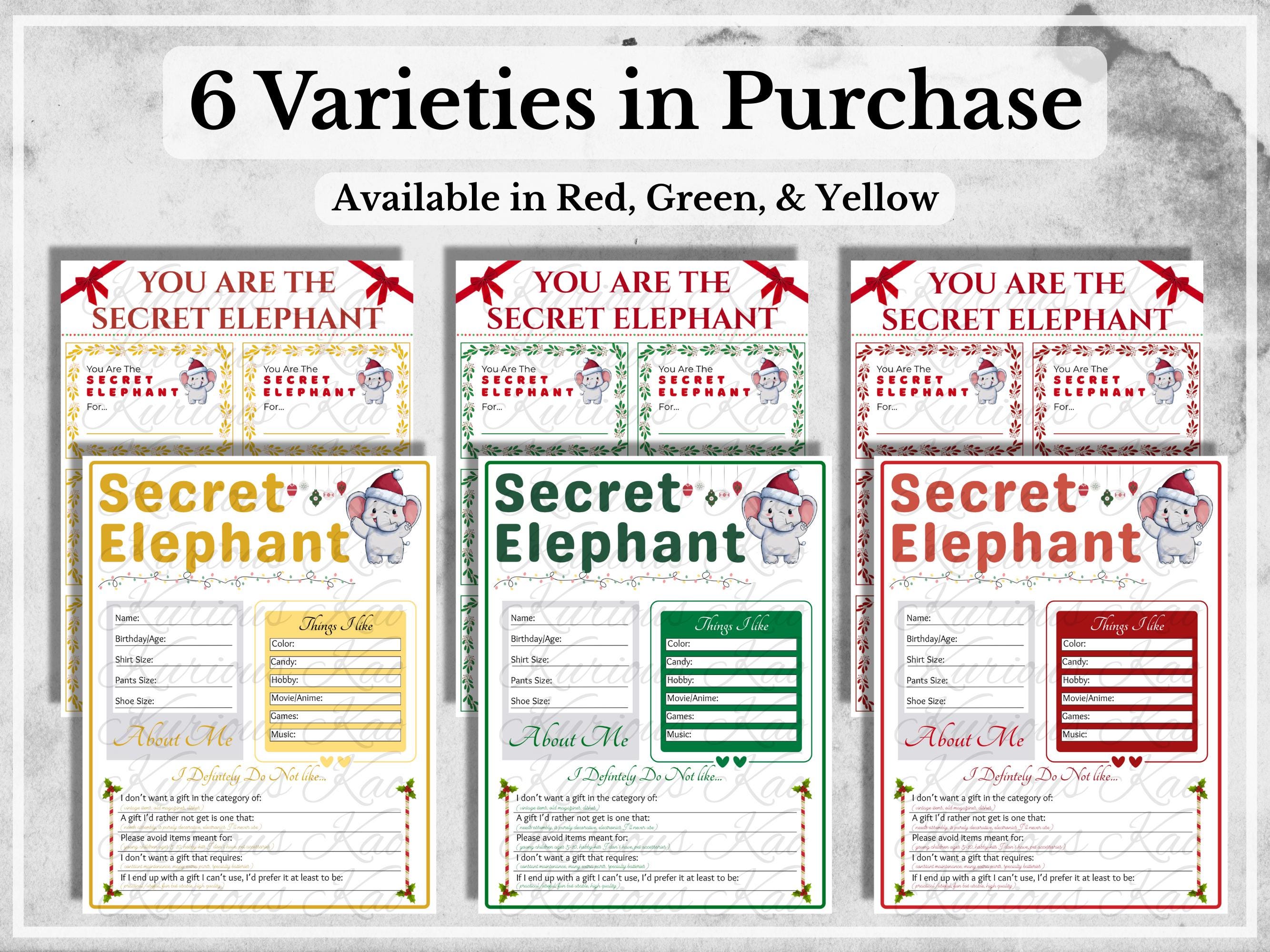 White Elephant Gift Printable | Secret Santa | Instant Download - Etsy