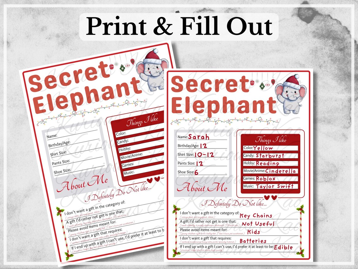 White Elephant Gift Printable | Secret Santa | Instant Download - Etsy