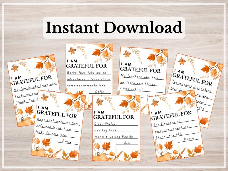 Printable Gratitude Cards | Thanksgiving Family Activity (PDF) - Etsy