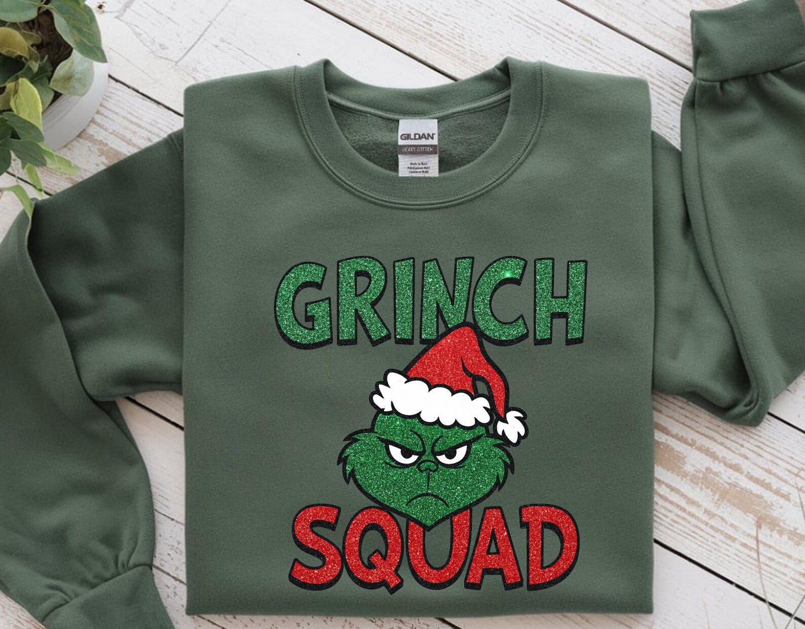 Grinch Squad DTF Transfer, Green Red Glitter Grinch Face DTF Print ...