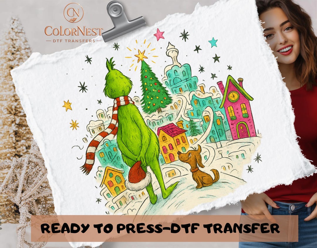 Grinch & Max Whoville Christmas DTF Transfer, Whoville Inspired Holiday ...