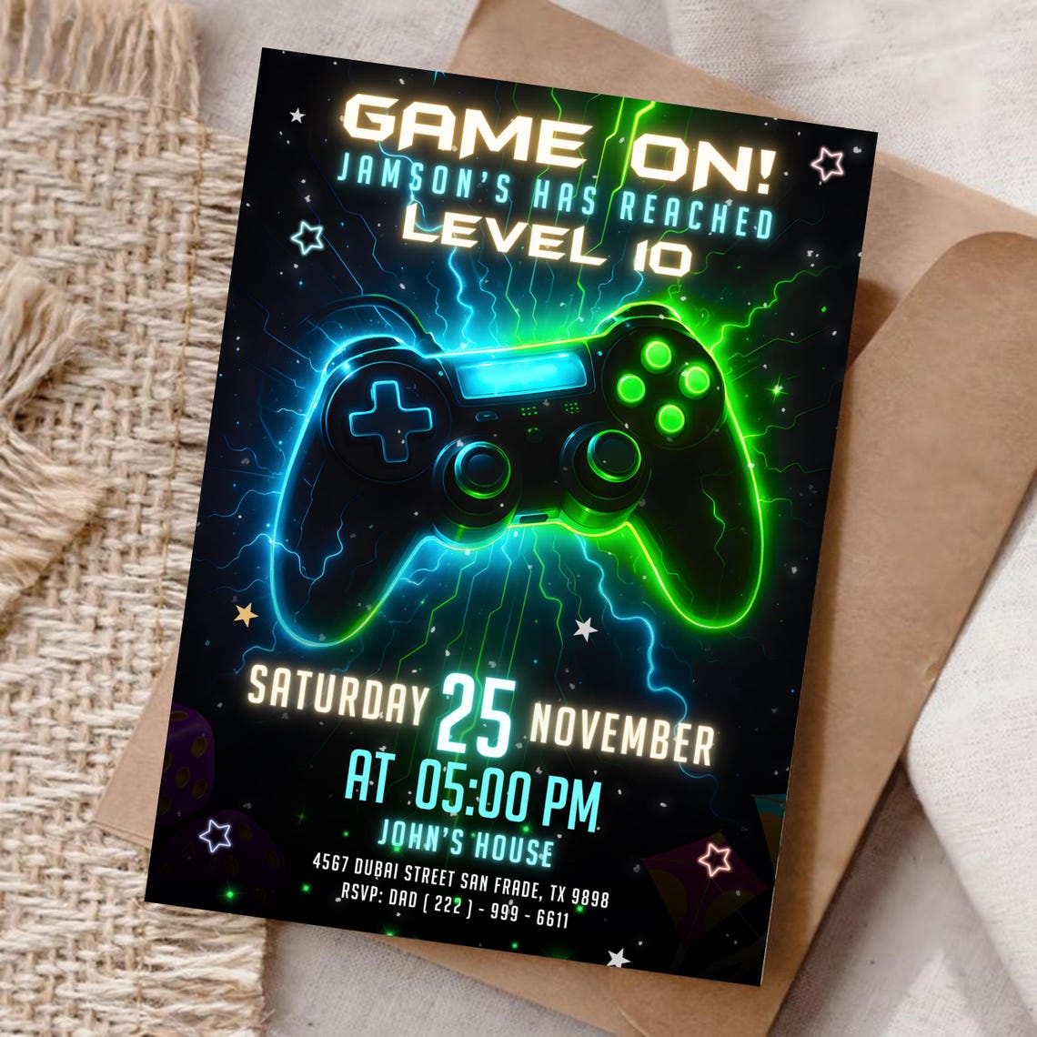 Video Game Birthday Party Invitation, Level up Birthday Invitation ...