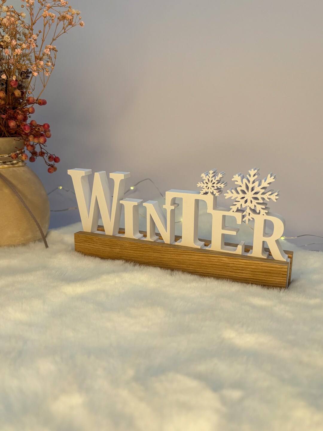 Winter | Sign With Wooden Stand - Wood, Oak | Black | Rustic | Gift ...