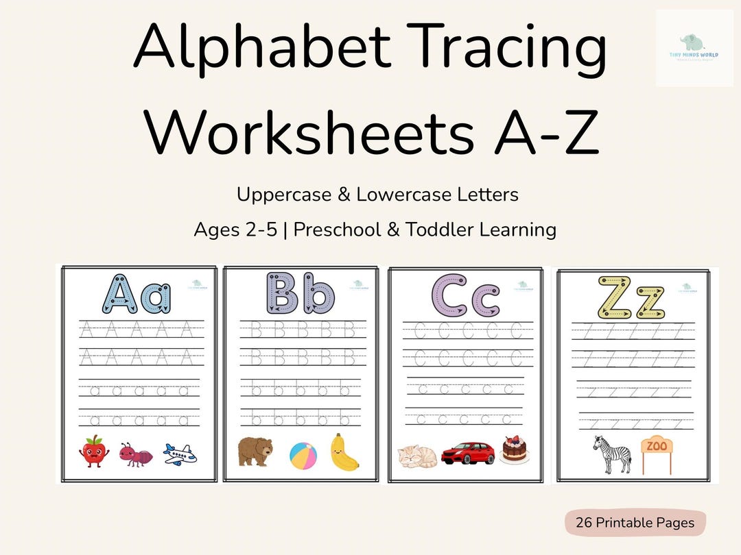 Alphabet Tracing Worksheet A-Z | Uppercase & Lowercase Letter Practice ...