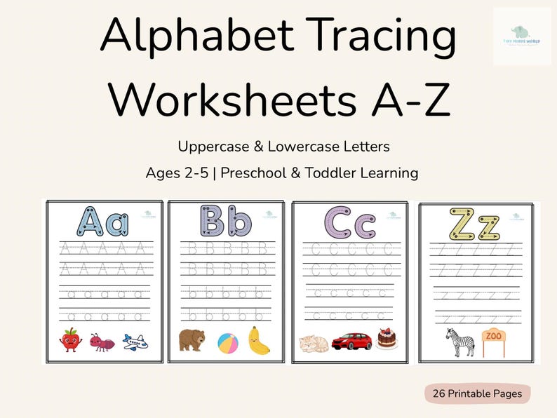 Alphabet Tracing Worksheet A-Z | Uppercase & Lowercase Letter Practice ...
