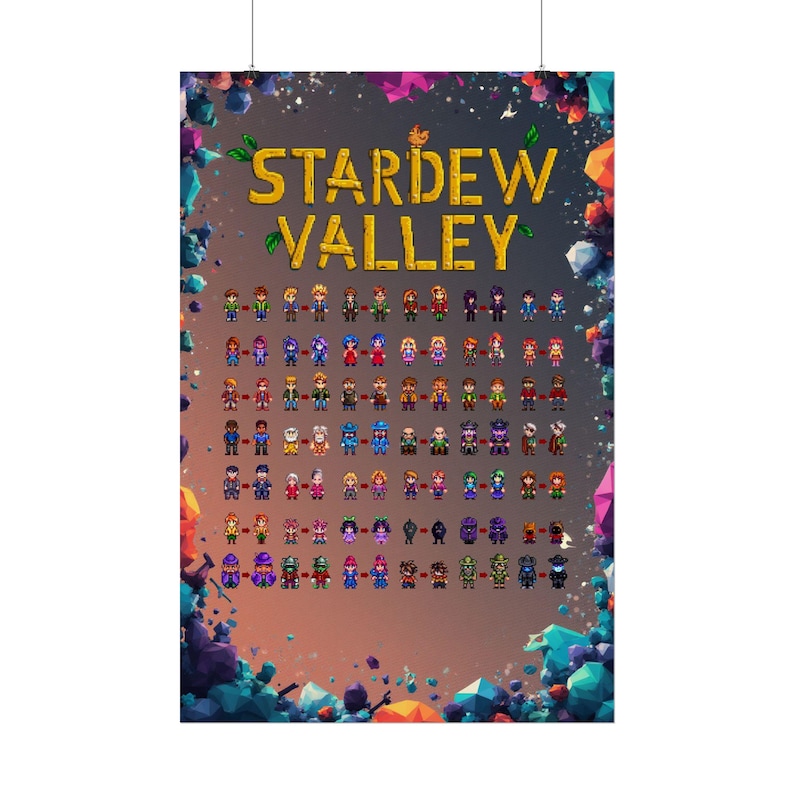 Stardew Valley Sprites Character Wall Art Print Rolled Poster, Gamer ...