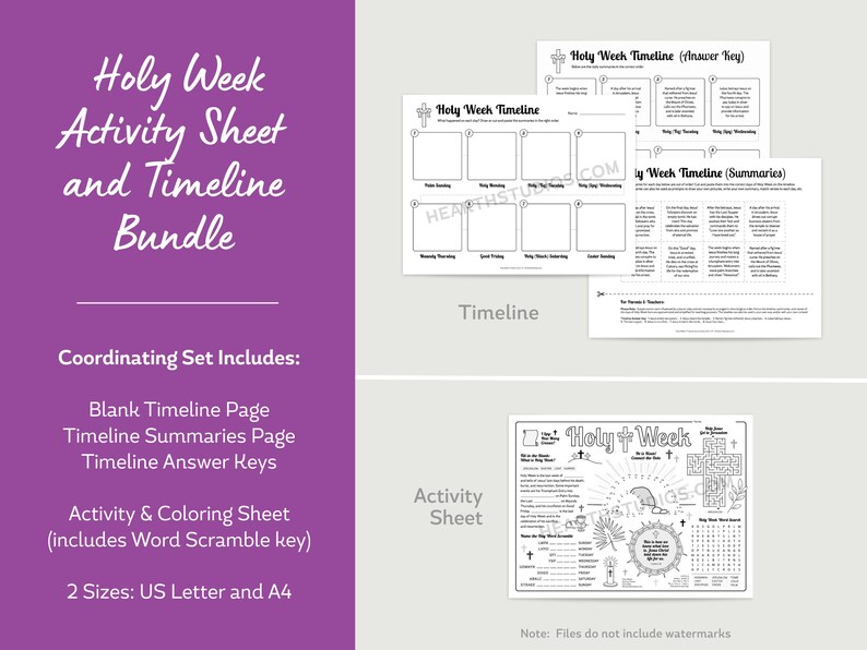 Holy Week Activity Sheets, Kids Timeline Printable - Etsy