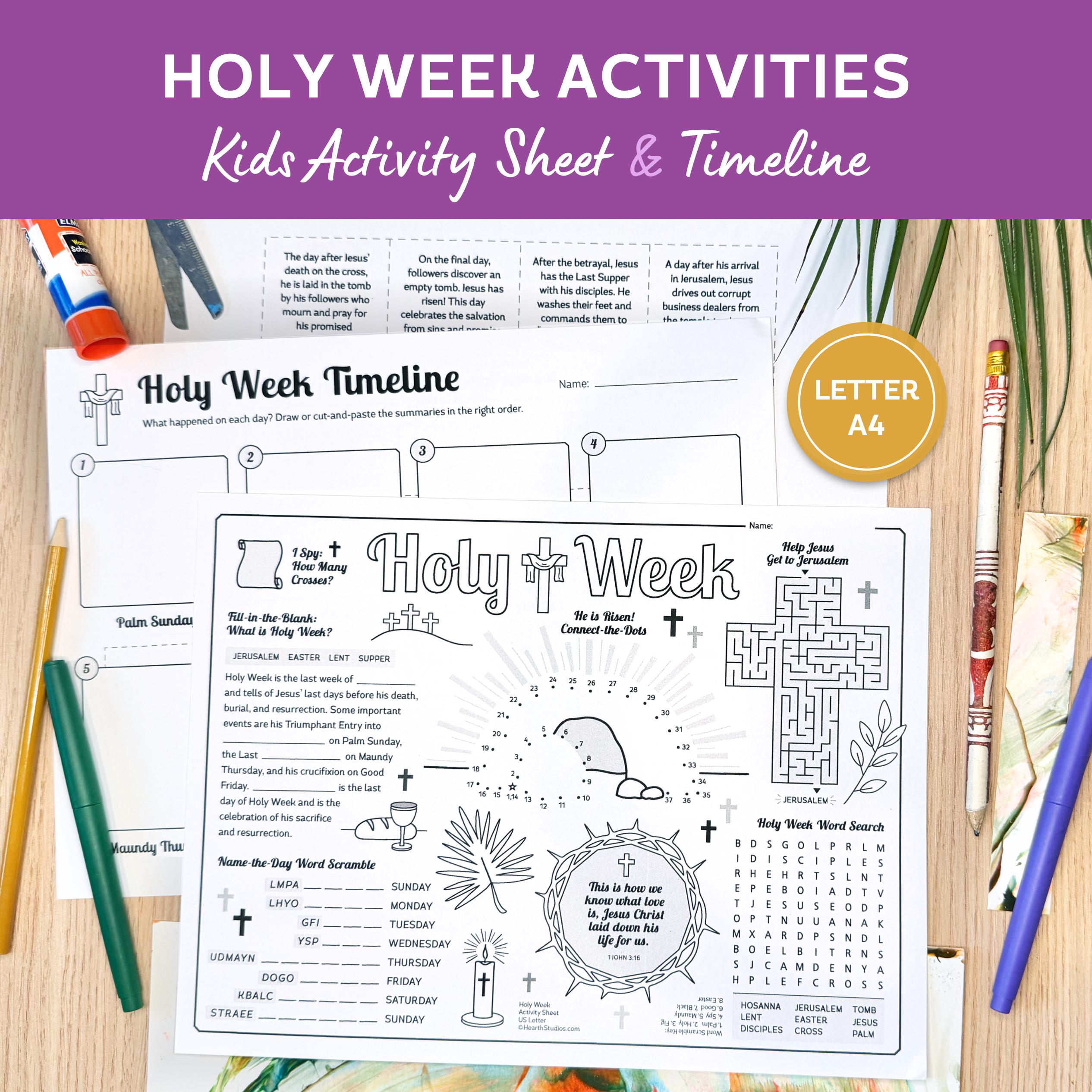 Holy Week Activity Sheets, Kids Timeline Printable - Etsy