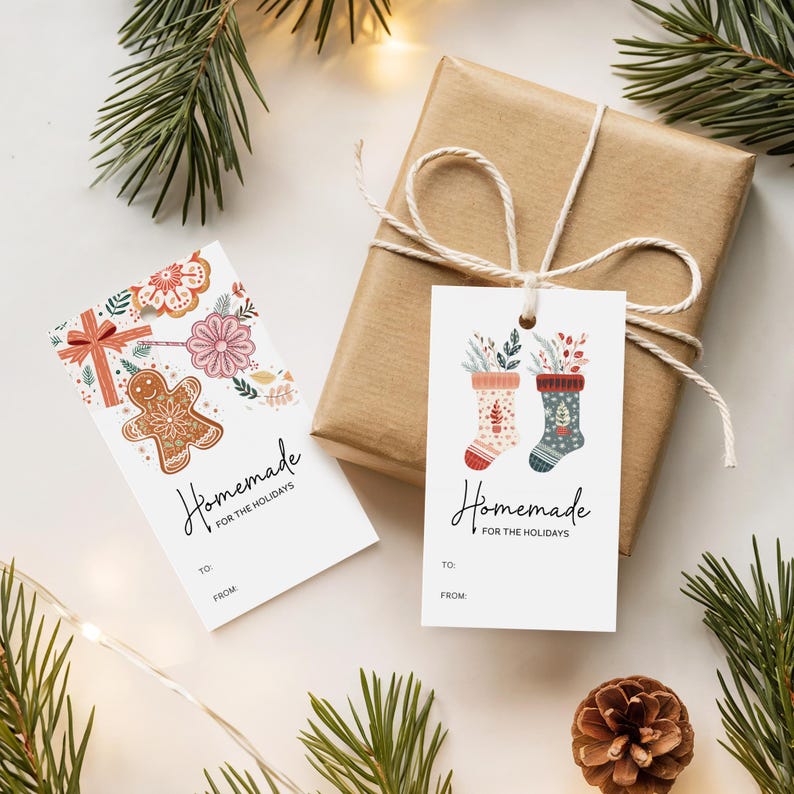 Printable Christmas Gift Tags, Homemade for the Holidays Gift Labels - Etsy
