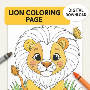 Lion Coloring Page for Kids: Safari Jungle Animal (printable) - Etsy