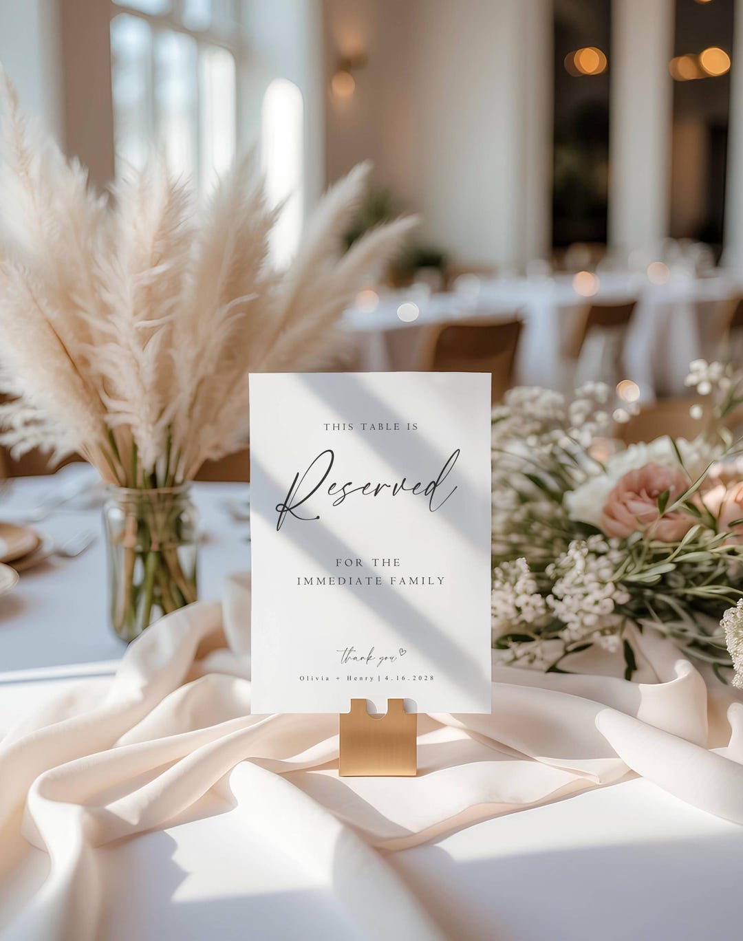 Editable Canva Reserved Table Sign 5x7 8x10, Wedding Reserved Table ...