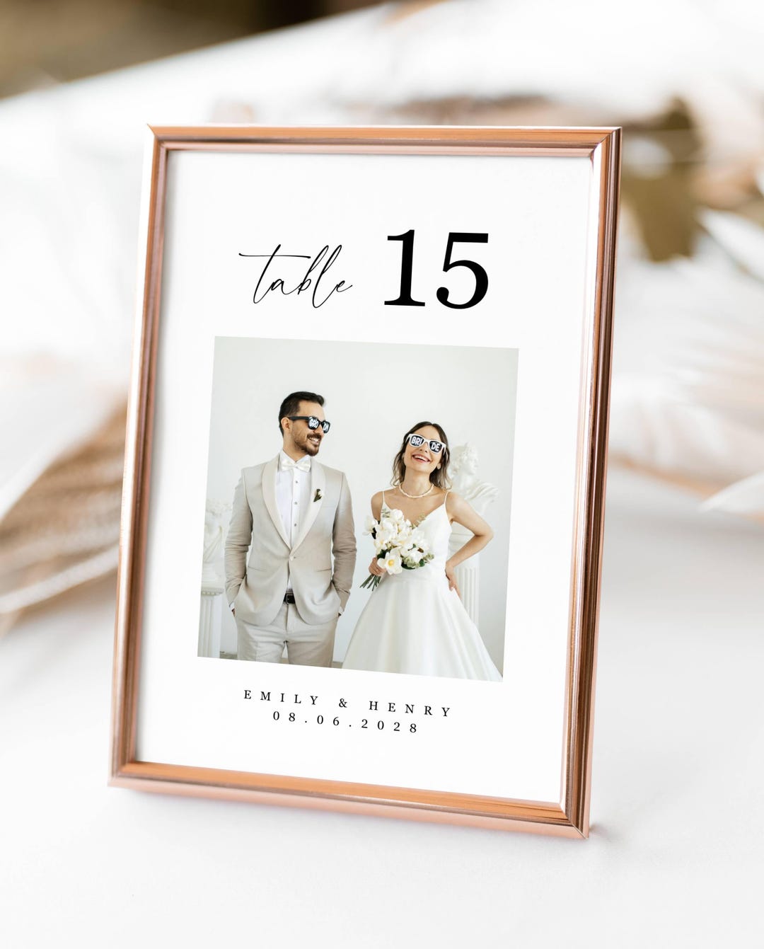 Photo Wedding Table Numbers Template Canva Editable Table Signs 5x7 4x6 ...