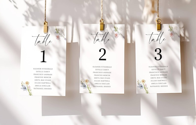 Editable Wedding Table Numbers 1–20 Template Floral Table Numbers Canva ...