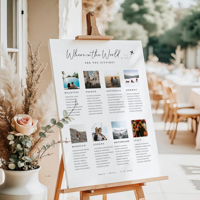 Travel Wedding Welcome Sign & Table Sign Set Editable in Canva ...