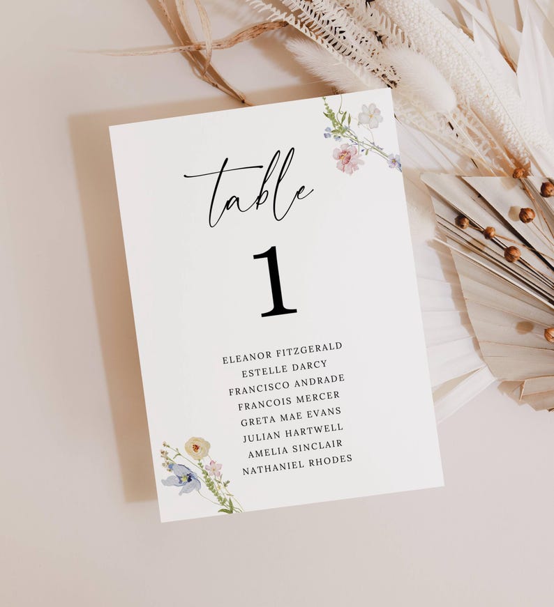 Editable Wedding Table Numbers 1–20 Template Floral Table Numbers Canva ...
