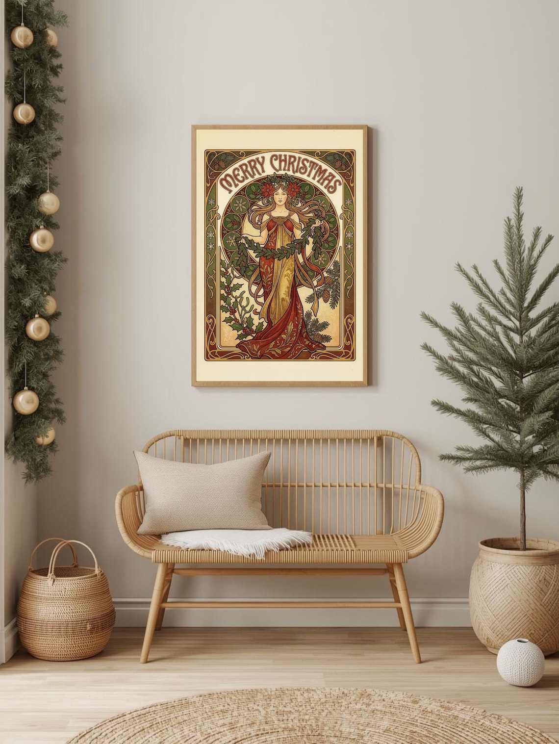 Art Nouveau Christmas Poster • Vintage Merry Christmas Print • Mucha ...