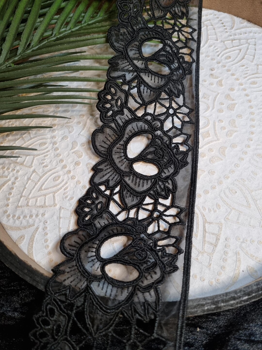 Embroidered Black Organza Lace Trim: Elegant Floral Cutwork, 3 Inch - Etsy