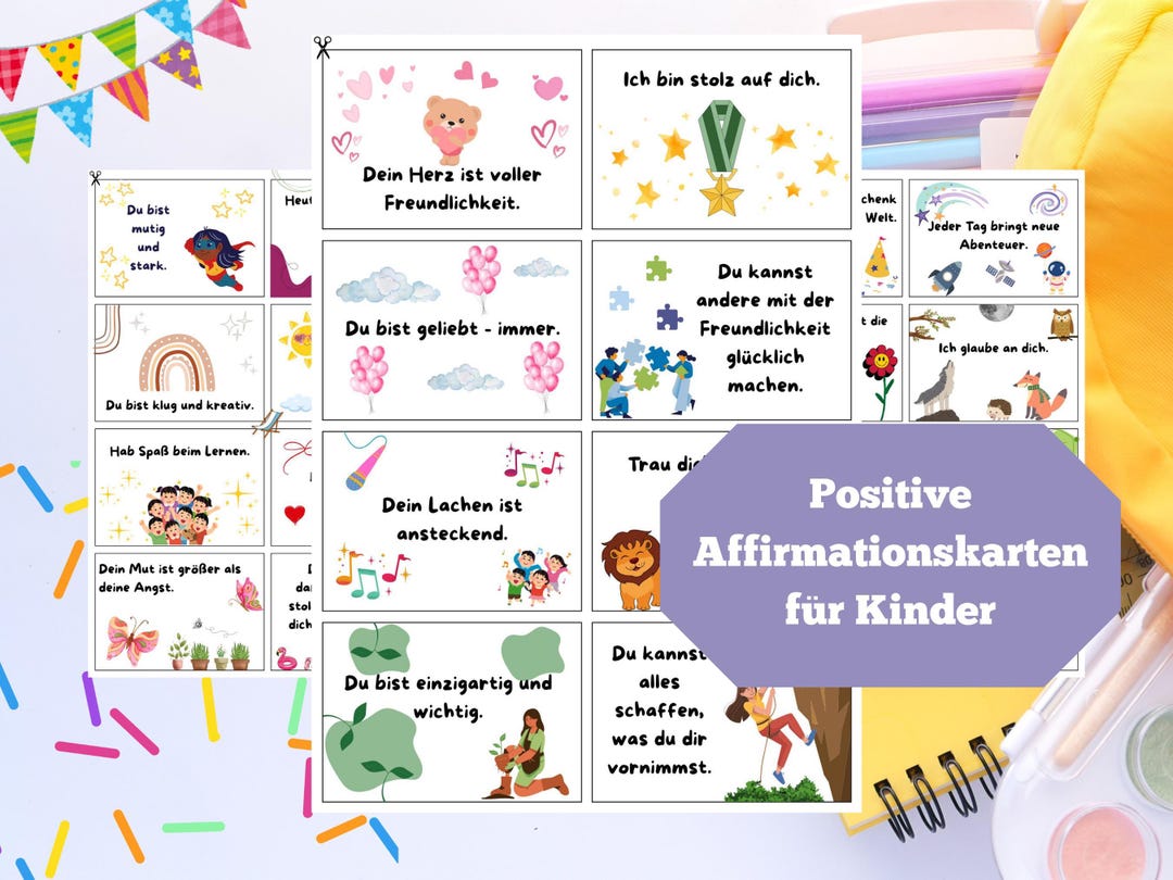 Positive Affirmation Cards for Children Lunchbox Affirmations Birthday ...