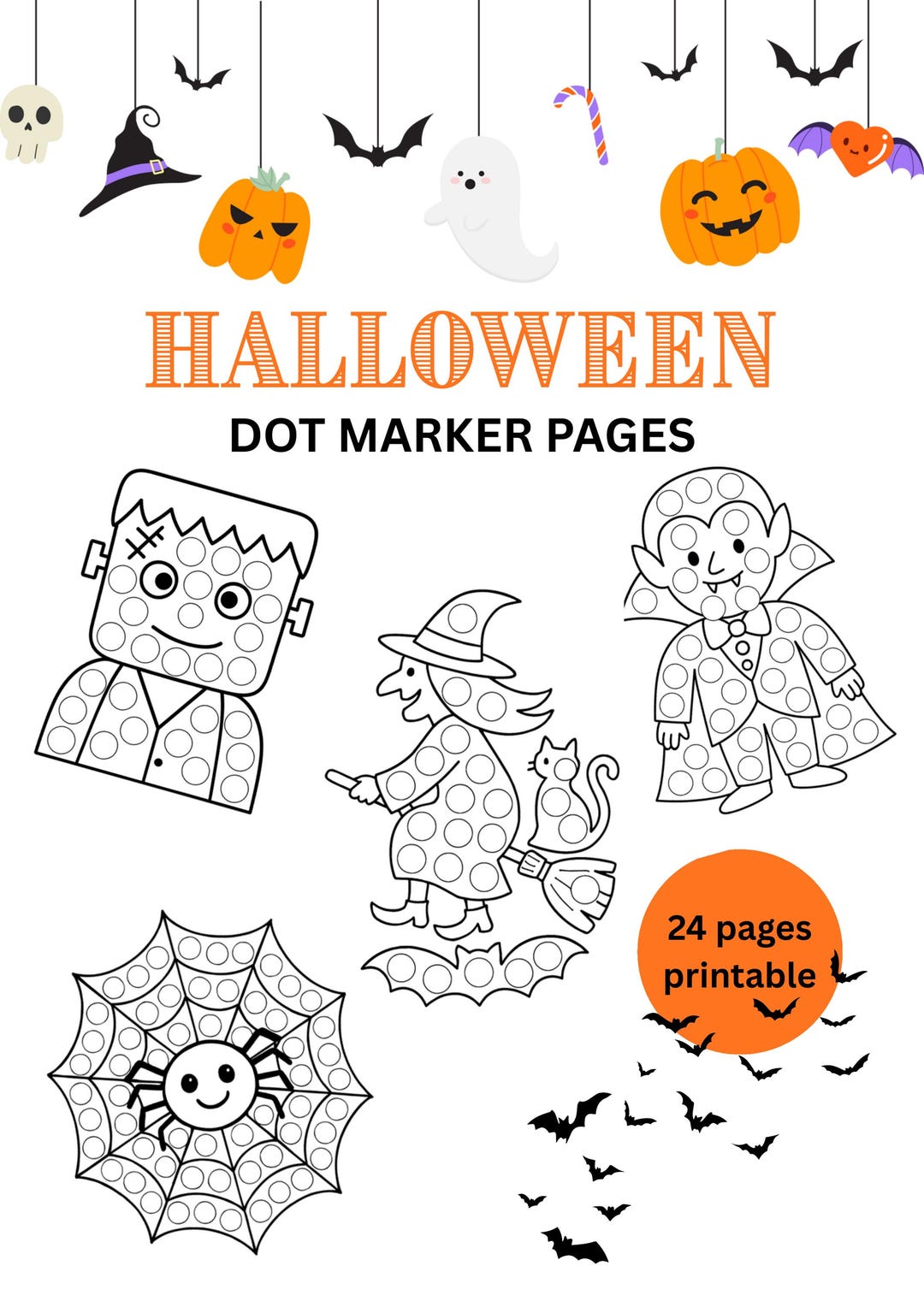 Halloween Dot Marker Coloring Sheets Printable - Etsy