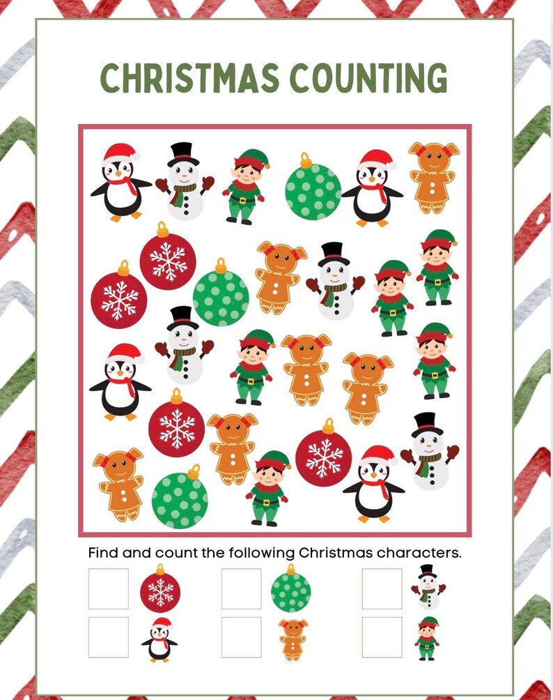 Christmas Worksheet, Preschool, Trace, Matching, Count, Coloring Pages ...
