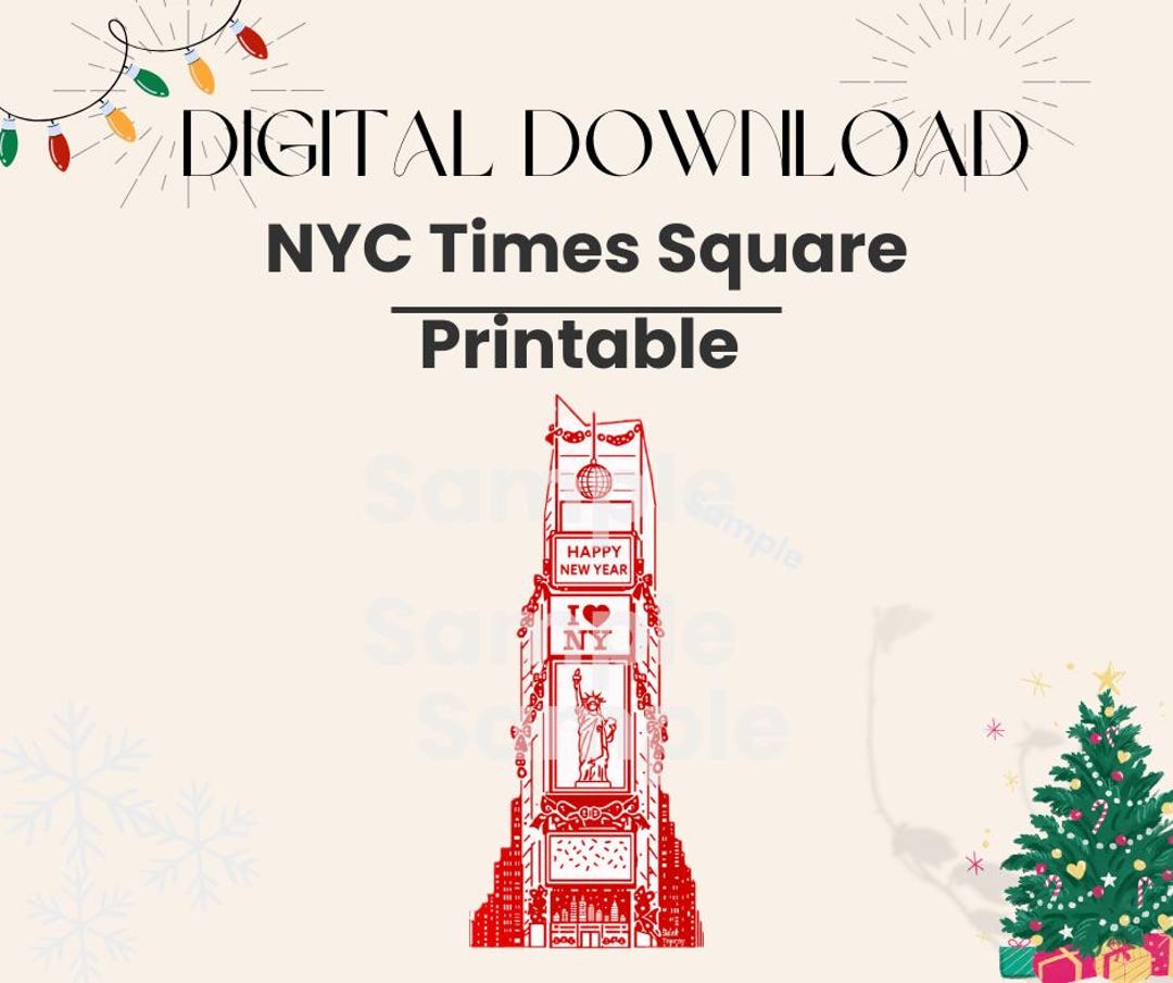 One Times Square Building Printable- Red Style - Etsy