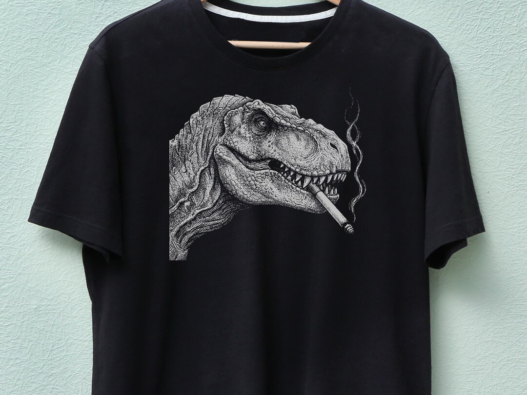 T-rex Smoking Cigarette PNG SVG, Funny Dinosaur Smoker Vintage Engraved ...