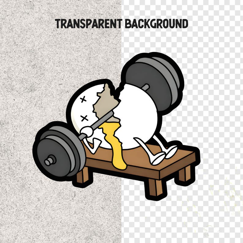 Funny Broken Egg Gym PNG, Workout Fail Cartoon Graphic (digital ...