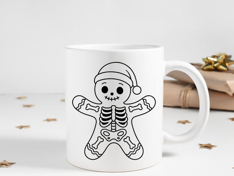 Skeleton Gingerbread SVG PNG, Gothic Christmas Cookie Design (digital ...