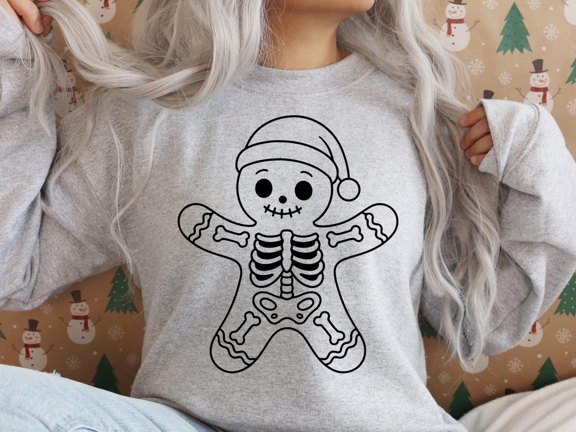 Skeleton Gingerbread SVG PNG, Gothic Christmas Cookie Design (digital ...