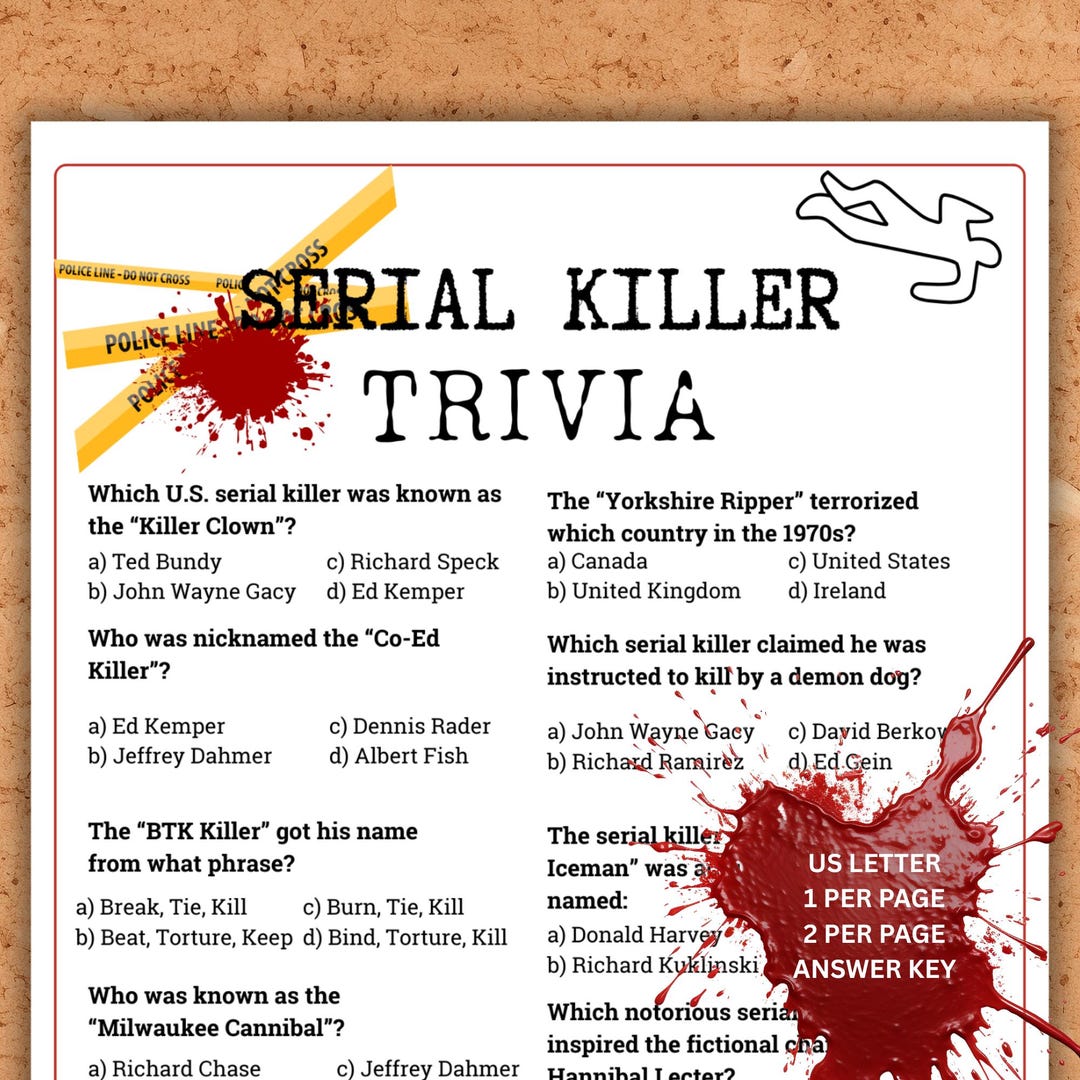 Serial Killer True Crime Trivia Game, Serial Killer Pub Trivia ...