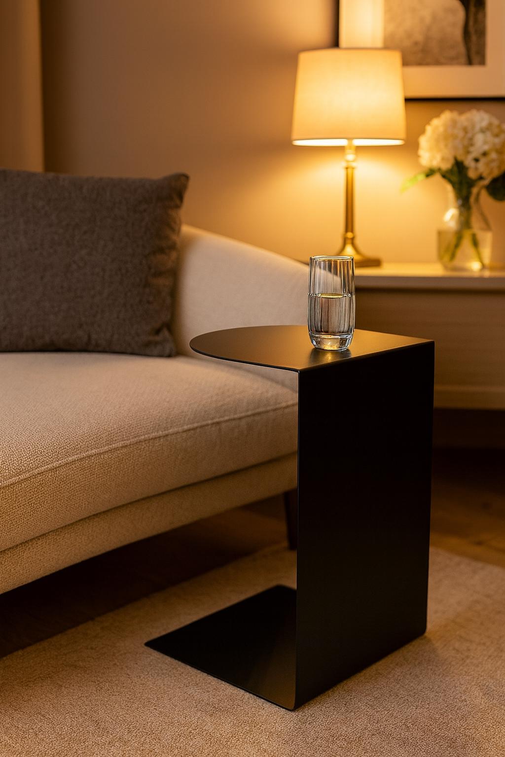 Modern C- Shaped Metal Side Table - Etsy